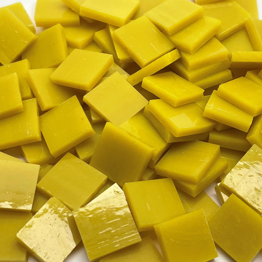 Egg Yolk Yellow Opal Hand Cut, Stained Glass Mosaic Tiles - Etsy