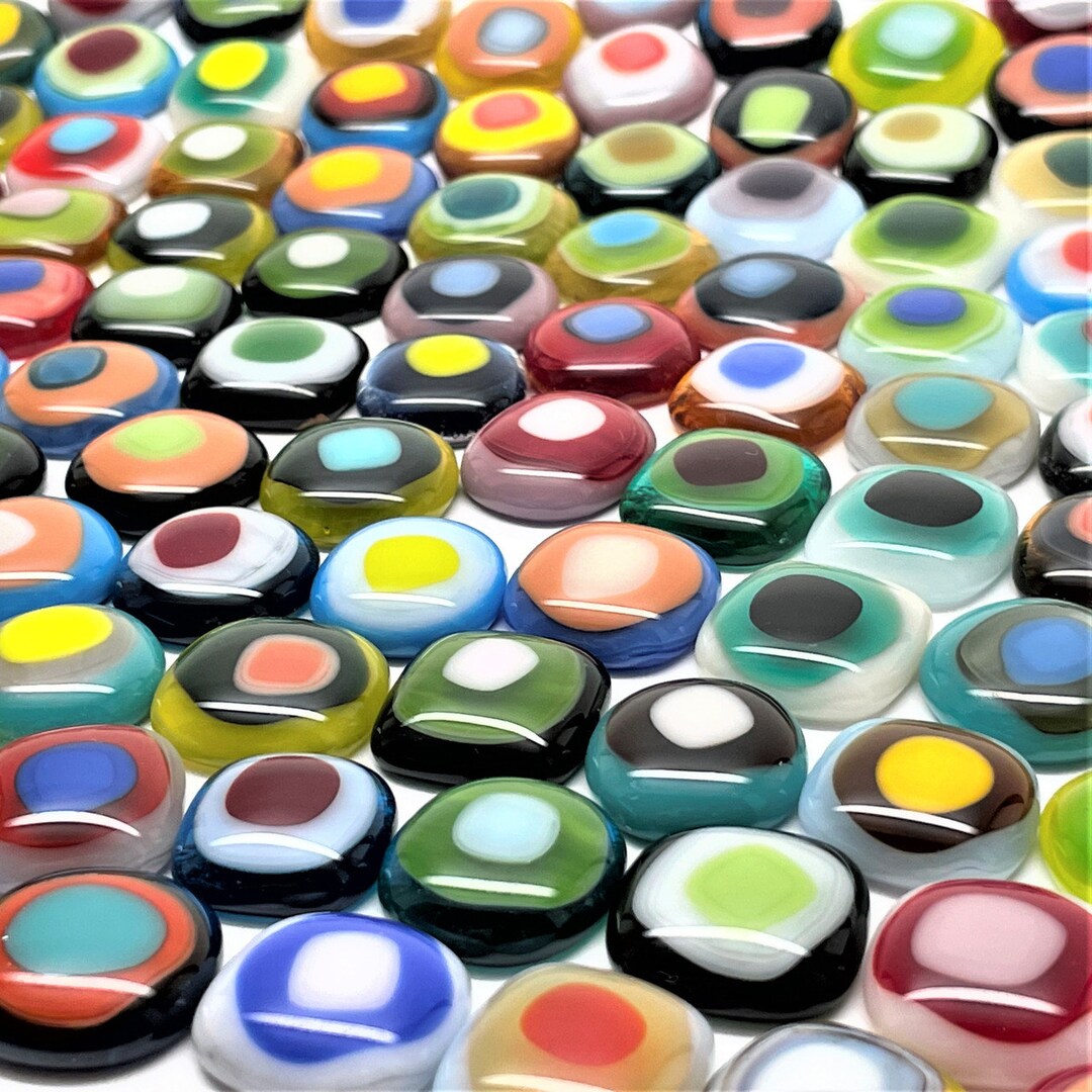 FUSED Stained Glass Tiles, Med, 12pcs, 3-TONE, Assorted - Etsy