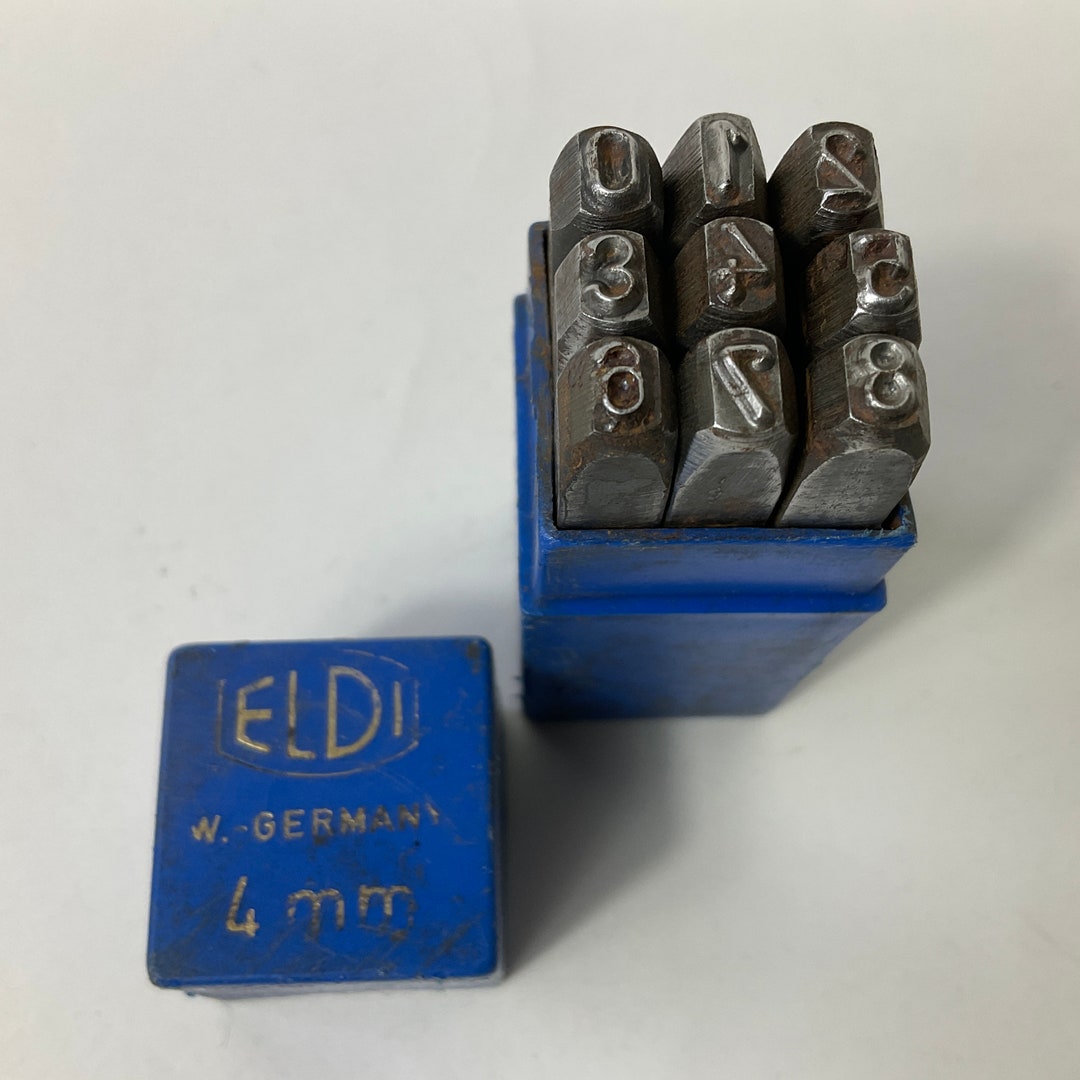 Eldi Case Hardened Steel 9 Piece 4mm Numerical Punch Set C1960s. Retro ...