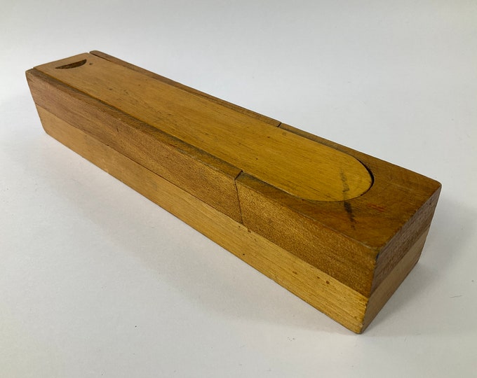 Classic 1950s Wooden School Pencil Box. Retro Pencil Case. Artists Box ...