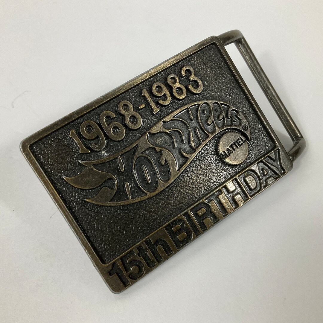 1983 Mattel Hot Wheels 15th Anniversary Belt Buckle. Bronzed Aluminium ...