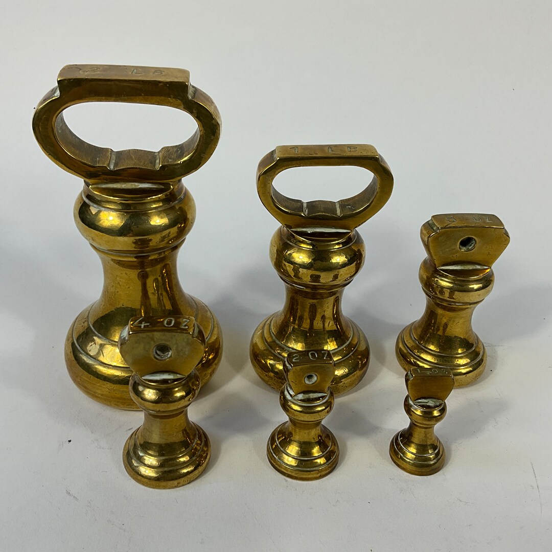 Librasco Edwardian Brass Bell Weights X 6 C1900-1920. Antique Cast ...