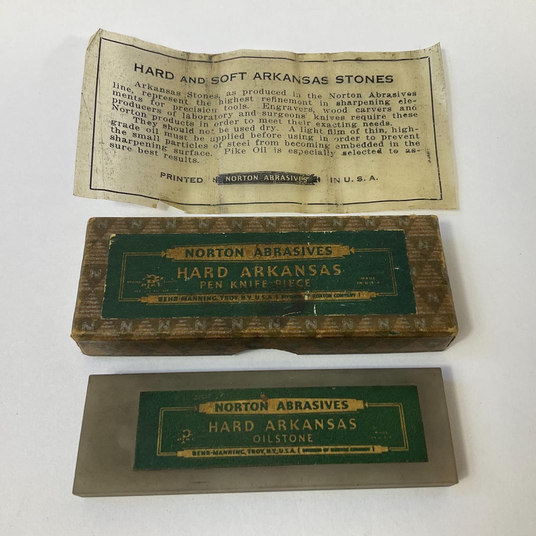 New 3 Norton Abrasives Hard Arkansas Pocket Whetstone C1950s. Pocket ...