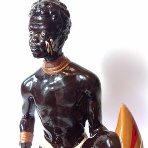 Fabulous 1950s Retro Chalkware African Zulu Warrior. Rare Plaster ...