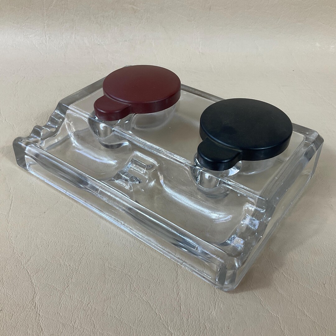 Edwardian Pressed Glass & Bakelite Desk Inkwell-pen Stand C1910-20 ...
