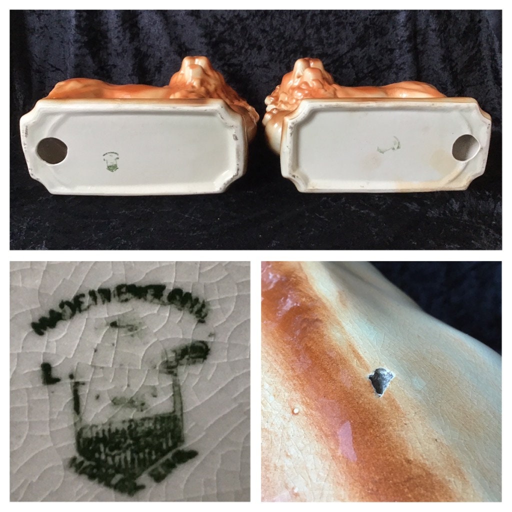 Magnificent Lancaster Pottery Antique Mantle Lions (pair) C1911 ...