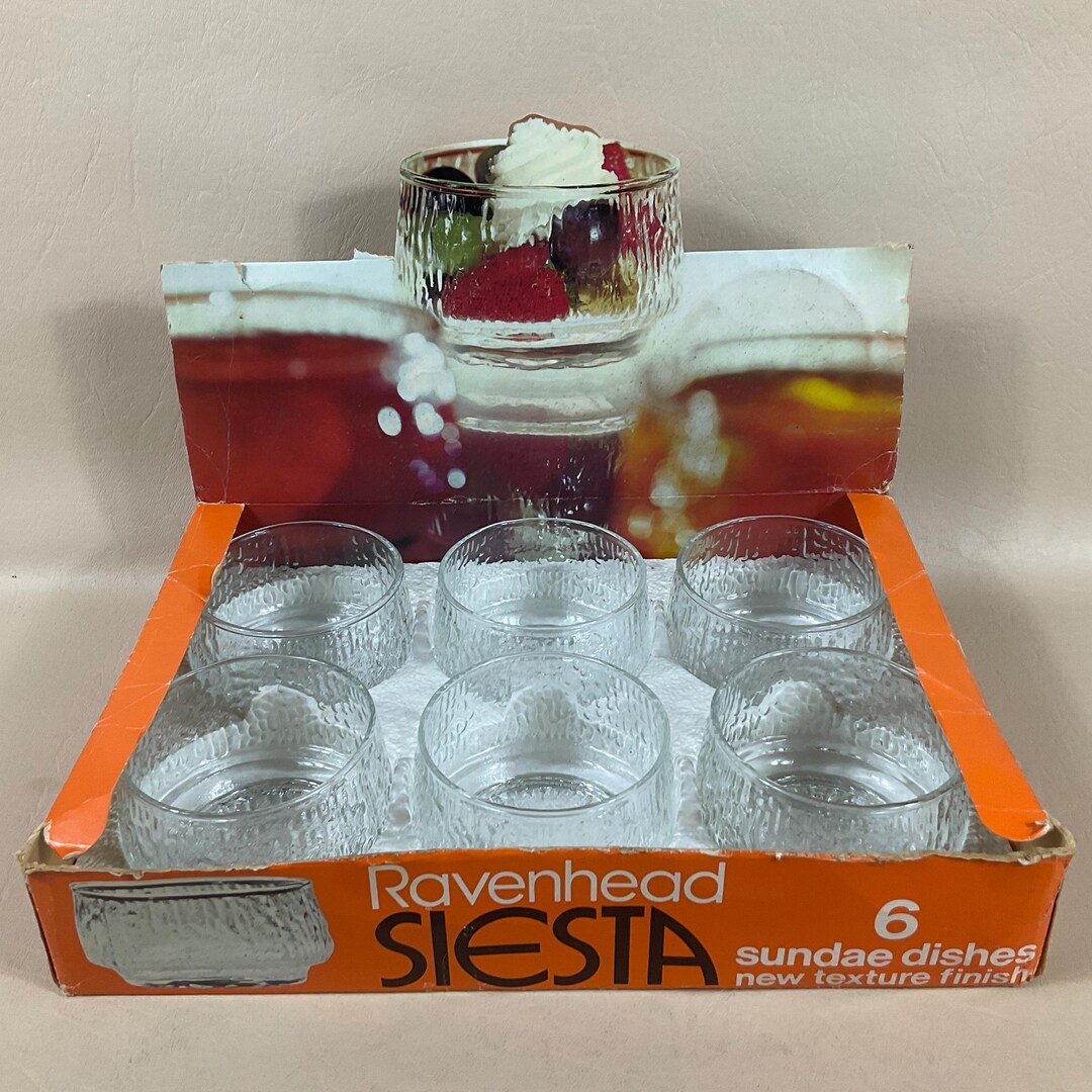 Retro Ravenhead Siesta Glass Sundae Dishes C1970. Vintage Glass ...
