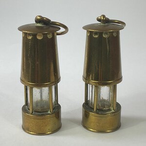 1 X Miniature Brass Miners Safety Lamp C1960s. Miniature Davy Lamp ...