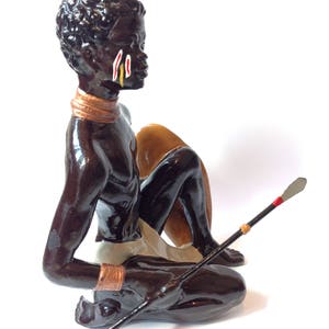 Fabulous 1950s Retro Chalkware African Zulu Warrior. Rare Plaster ...