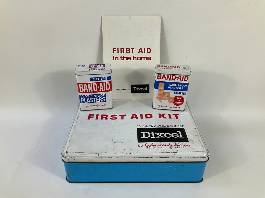Dixcel Home First Aid Tin & Band-aid Boxes Set C1960s. Collectable ...
