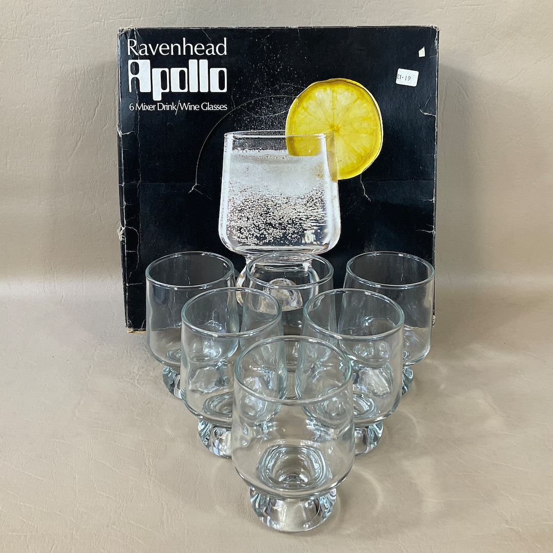 Retro Ravenhead Apollo Wine or Spirit Glasses C1970s X 6 Boxed. Retro ...