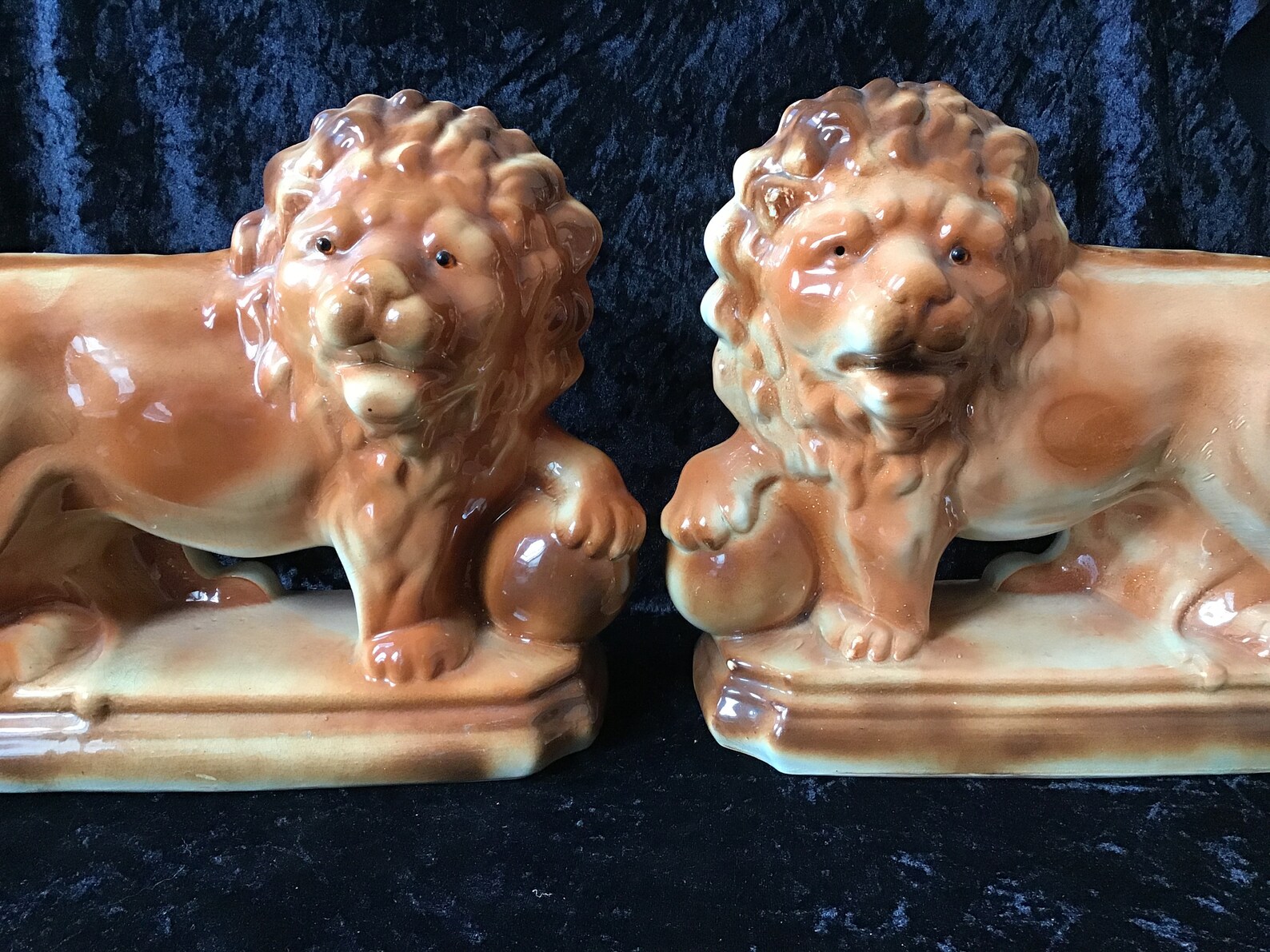 Magnificent Lancaster Pottery Antique Mantle Lions (pair) C1911 ...