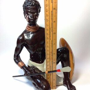Fabulous 1950s Retro Chalkware African Zulu Warrior. Rare Plaster ...