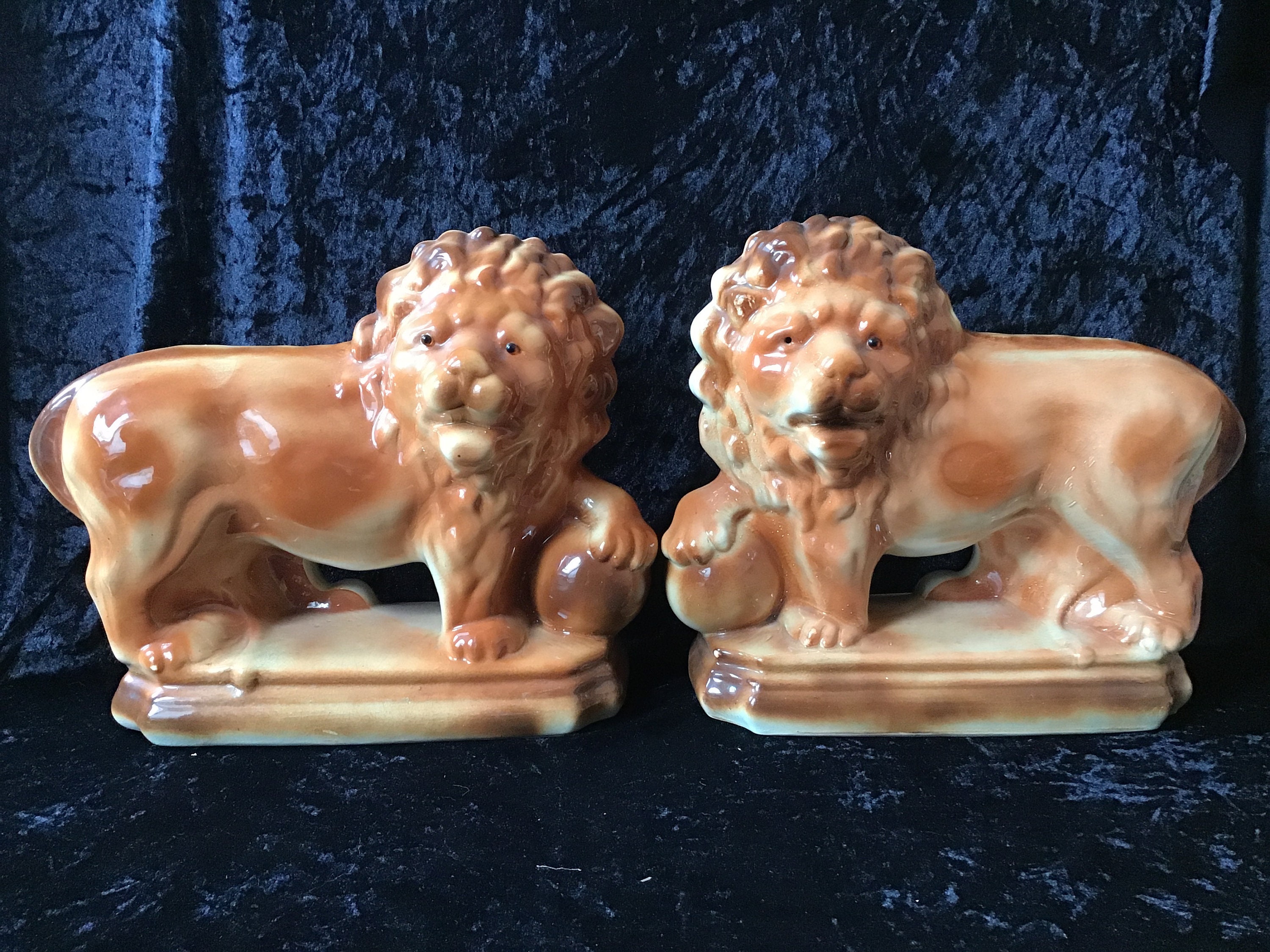 Magnificent Lancaster Pottery Antique Mantle Lions (pair) C1911 ...