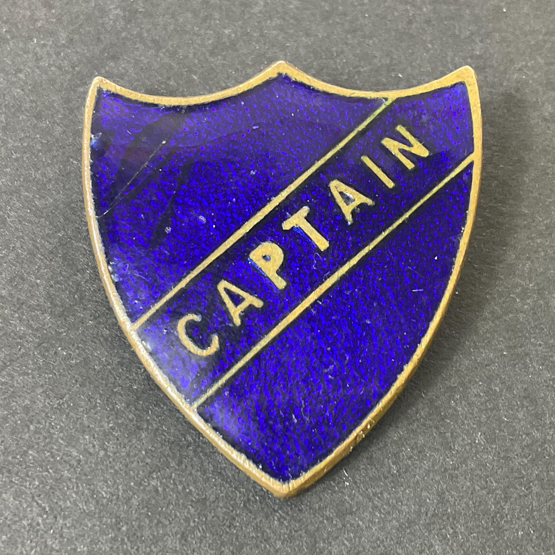 Retro captain Brass & Glass Enamel Shield Pin Badge or Brooch C1930s ...