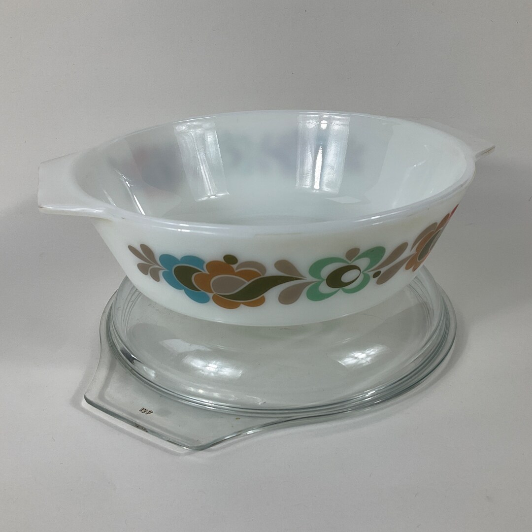 Retro JAJ Pyrex Glass Carnaby Tempo Casserole Dish & Lid C1970s. 923cm ...
