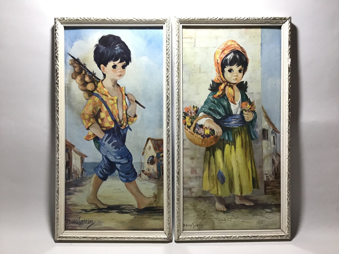 1960s Dallas Simpson ‘wide Eyed Waif’ Prints X 2. French Market ...
