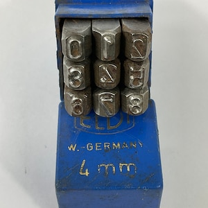 Eldi Case Hardened Steel 9 Piece 4mm Numerical Punch Set C1960s. Retro ...