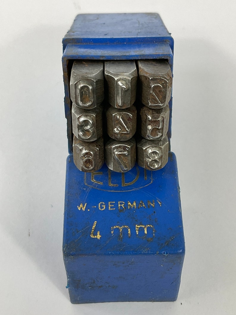 Eldi Case Hardened Steel 9 Piece 4mm Numerical Punch Set C1960s. Retro ...