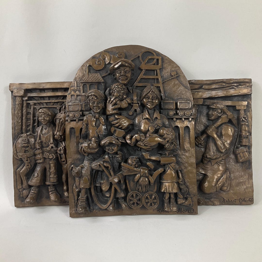 1 X Robert Ollie North East Coal Mining Wall Plaque C1980s. Cold Cast ...