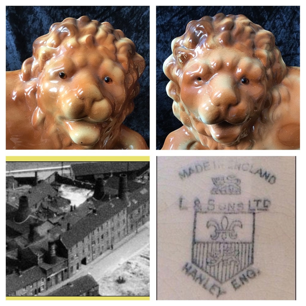 Magnificent Lancaster Pottery Antique Mantle Lions (pair) C1911 ...