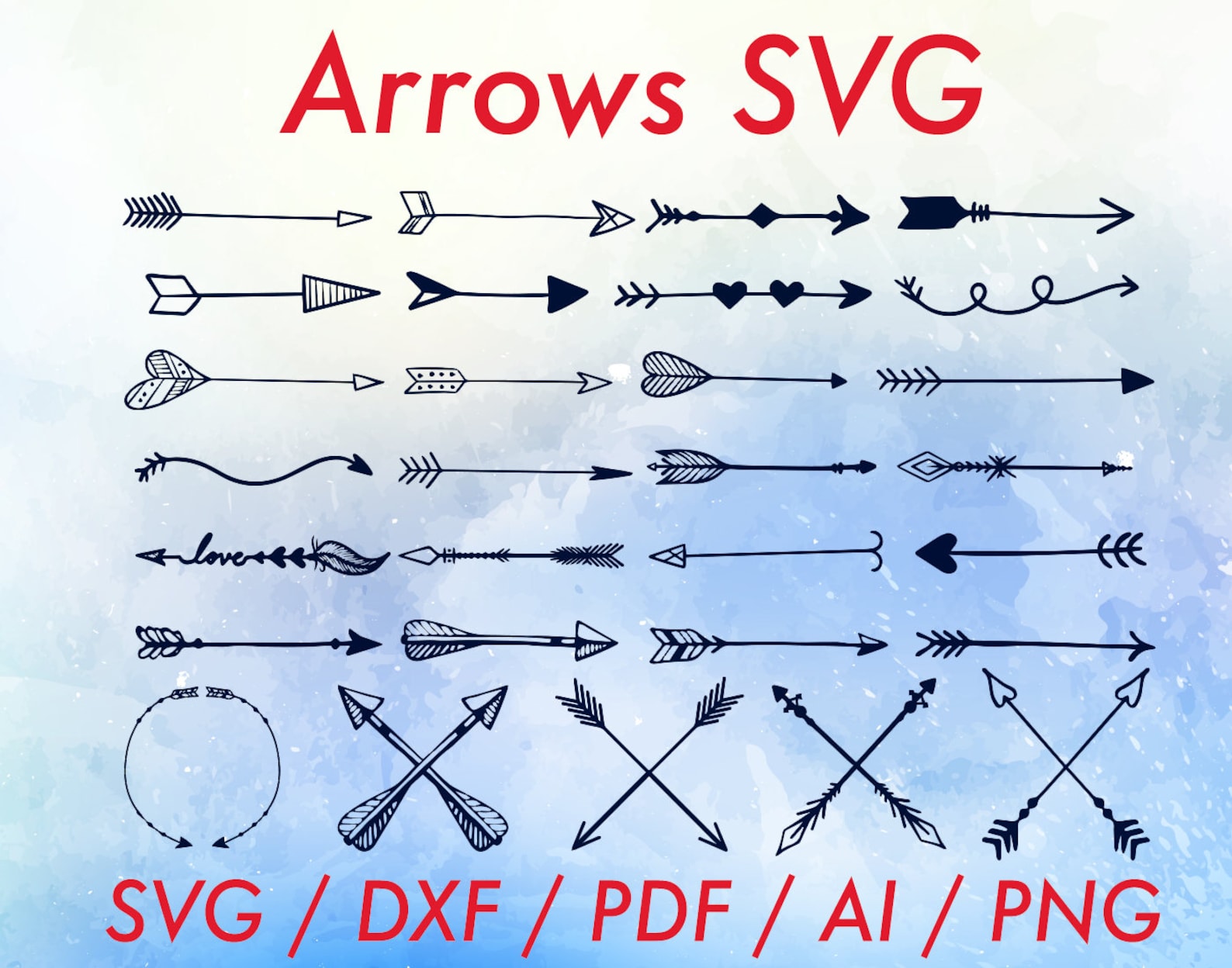 Boho Arrows Clipart / Tribal Arrow Vector / Crossed Arrows / | Etsy