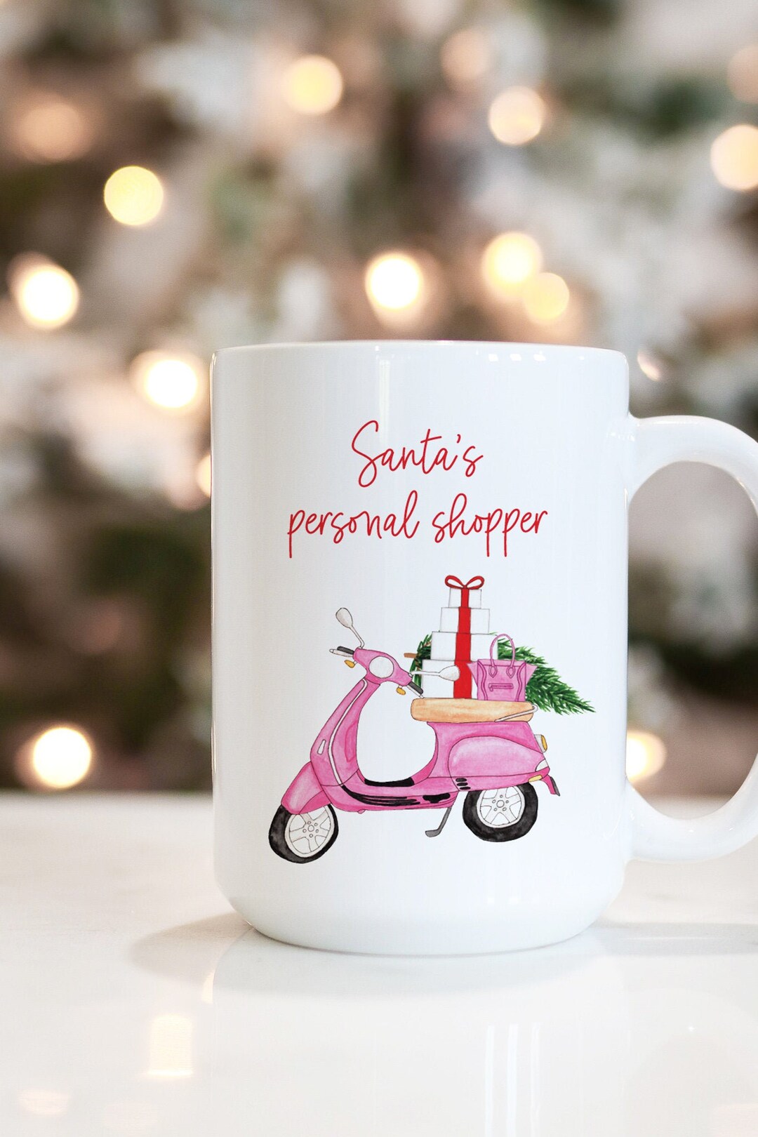 Santa's Personal Shopper Vespa Scooter Mug // Merry Christmas, Gift ...
