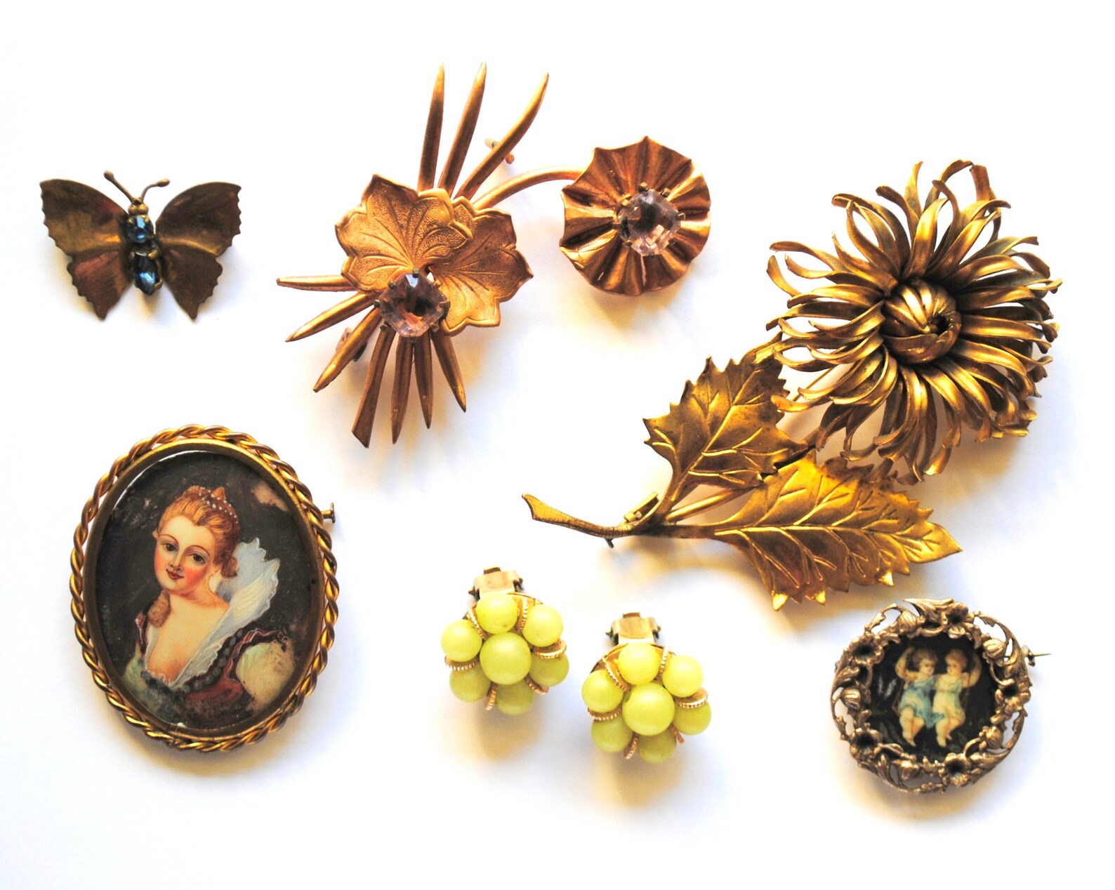 Antique French Hand Painted Brooch - Etsy