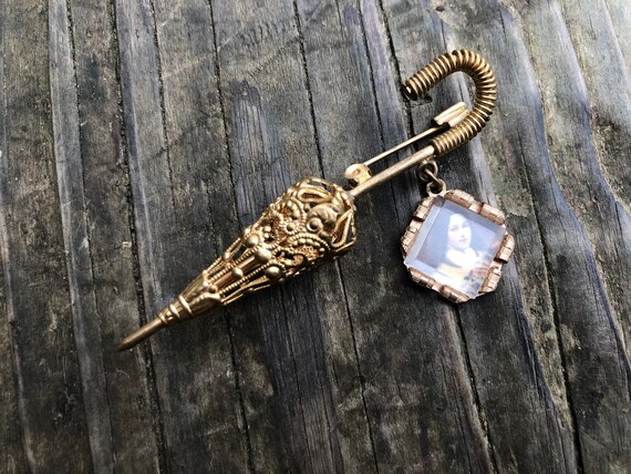 Antique French Religious Brooch - Gem