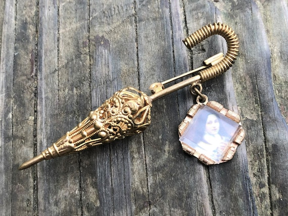 Antique French Religious Brooch - Gem