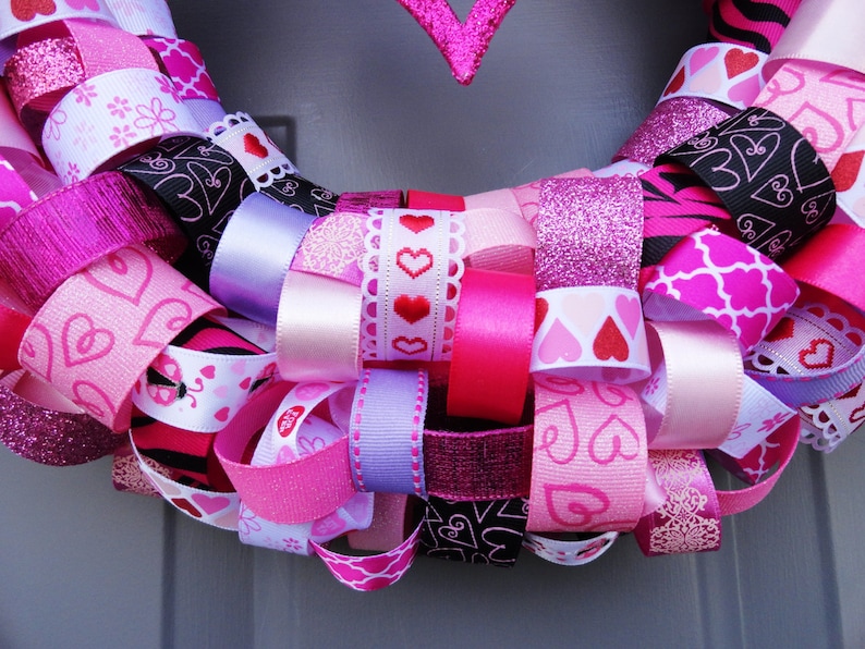 Pink Valentine's Day Ribbon Wreath - Etsy