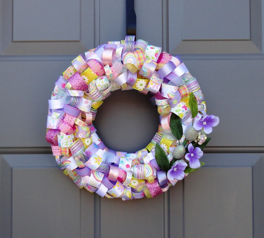 Easter Spring Mother's Day Flower Ribbon Wreath - Etsy