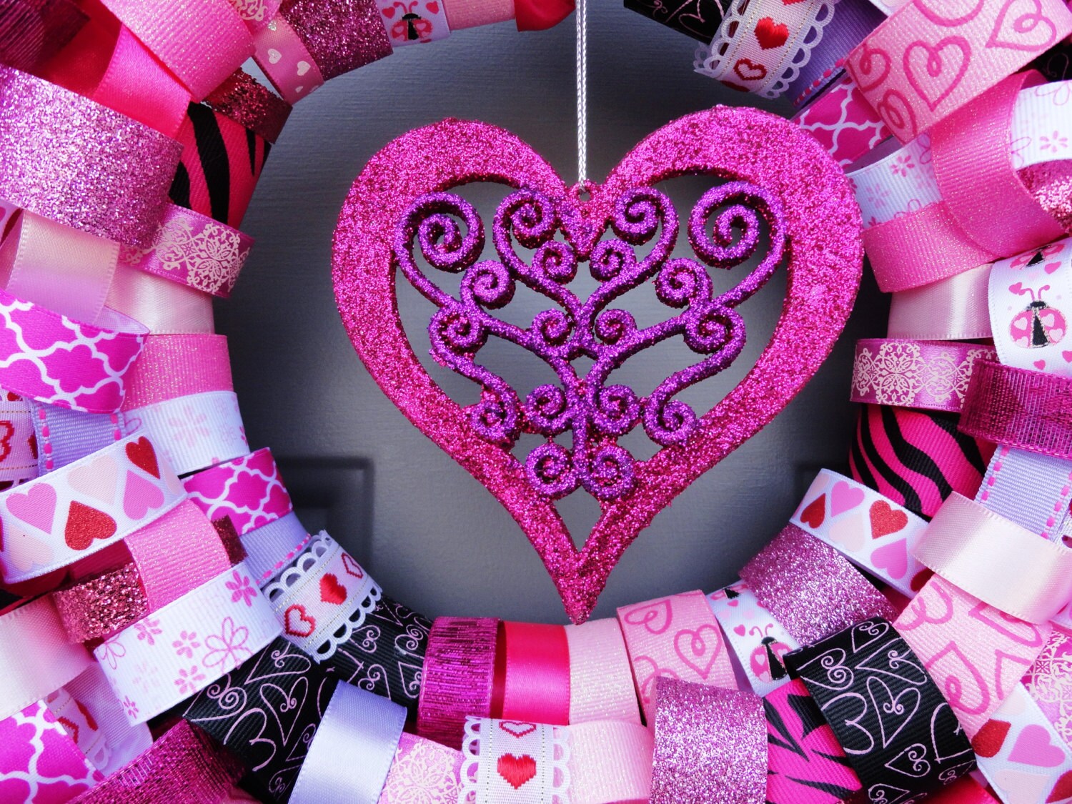 Pink Valentine's Day Ribbon Wreath - Etsy