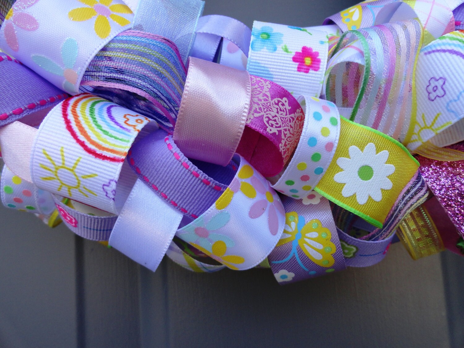Easter Spring Mother's Day Flower Ribbon Wreath - Etsy
