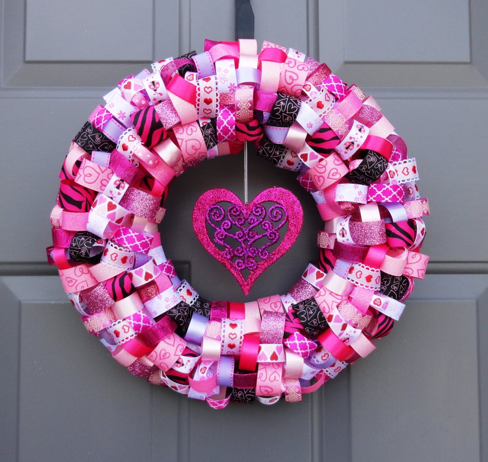 Pink Valentine's Day Ribbon Wreath - Etsy