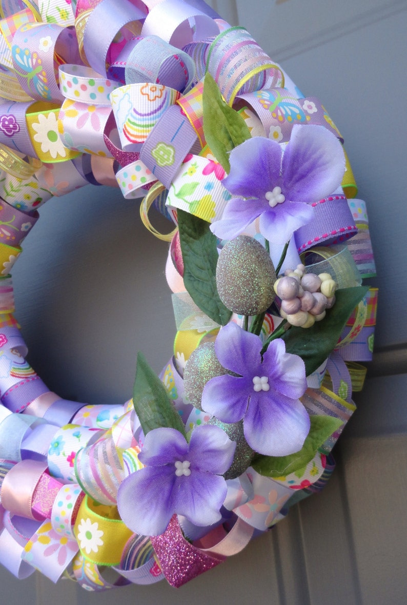 Easter Spring Mother's Day Flower Ribbon Wreath - Etsy