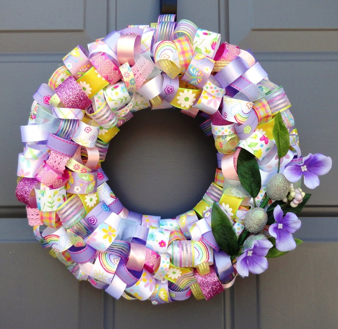 Easter Spring Mother's Day Flower Ribbon Wreath - Etsy