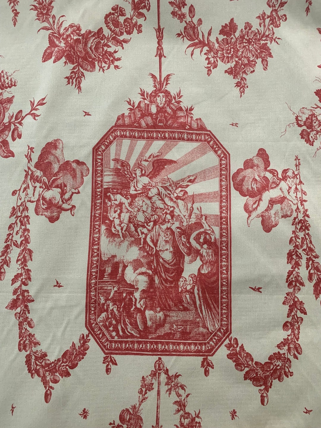 5.5 Yards Rare Vintage Thibaut "toile Antiques" Cotton Toile Designer ...
