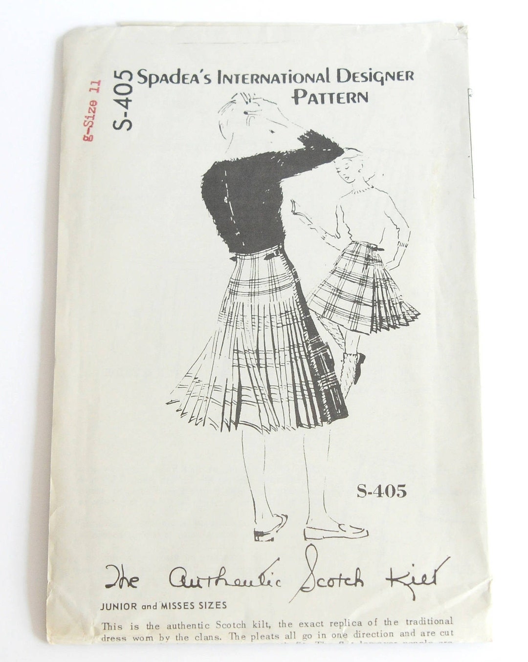 Very Rare 1950's Spadea Women's Kilt Pattern S-405 Size 11 - Etsy