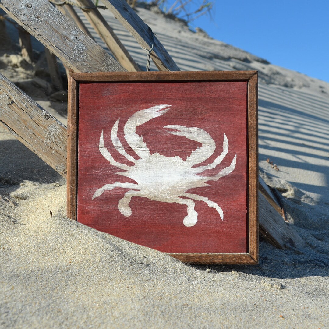 Crab Rustic Wood Sign - Etsy