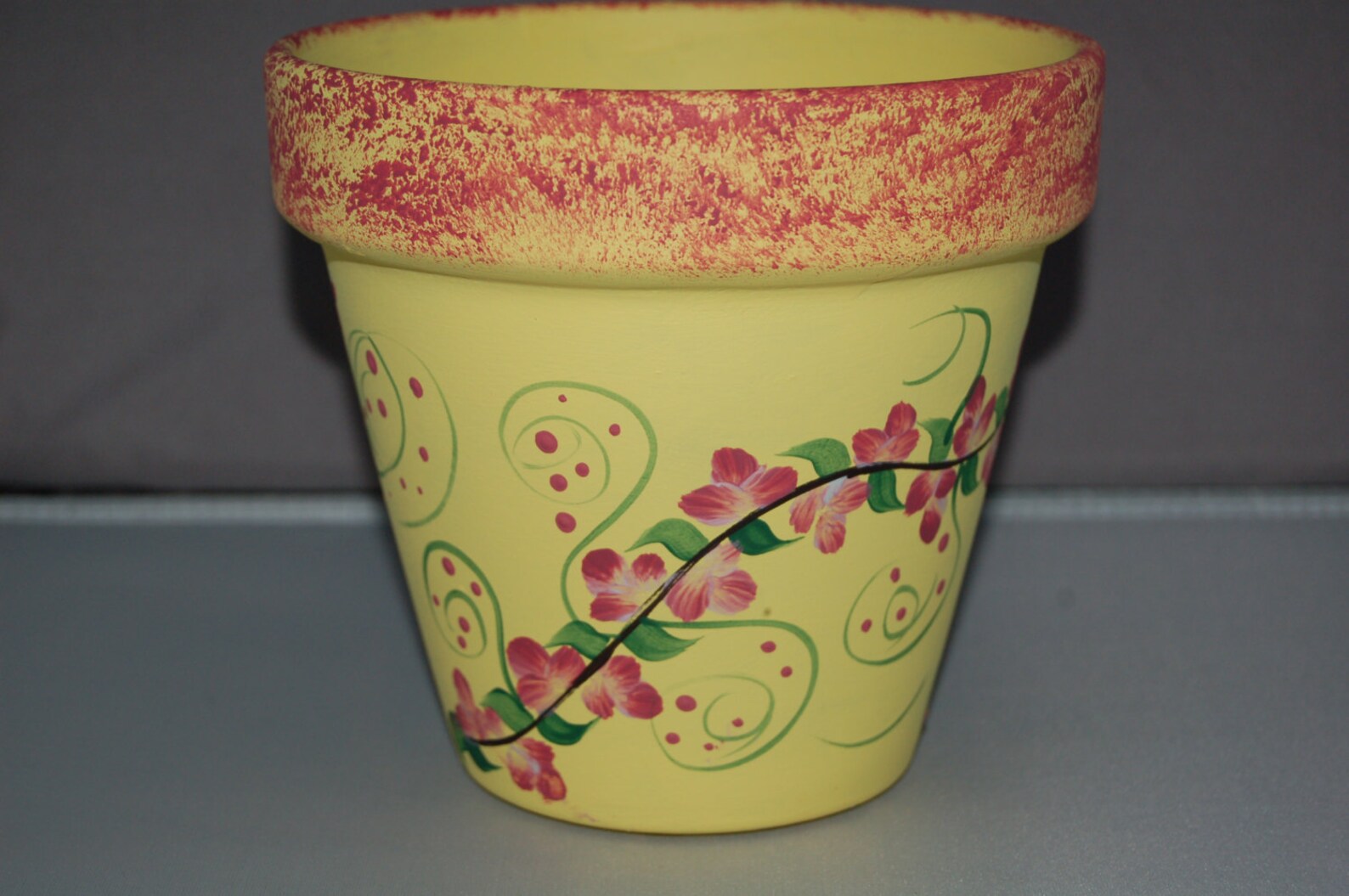 Hand Painted Flower Pot Matching Saucer Included Signed by - Etsy