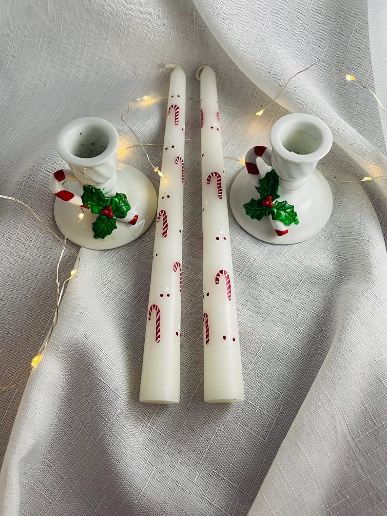 Winter-holiday Fun Design - Candy Canes Design Taper Candles - 10" or 6 ...