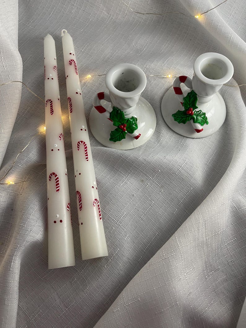Winter-holiday Fun Design - Candy Canes Design Taper Candles - 10" or 6 ...