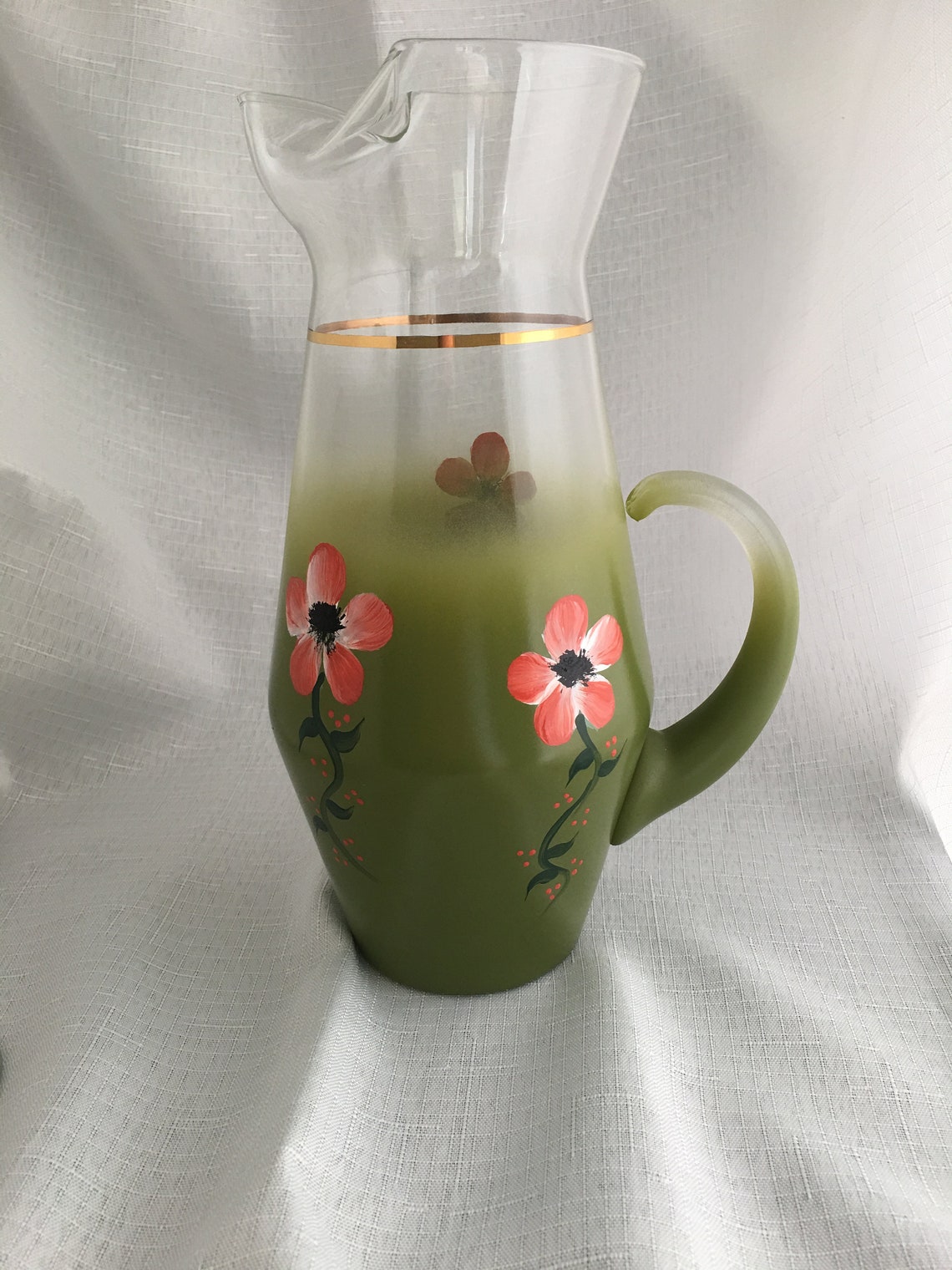 Vintage Blendo Pitcher-hand Painted With Two Matching Daisy - Etsy