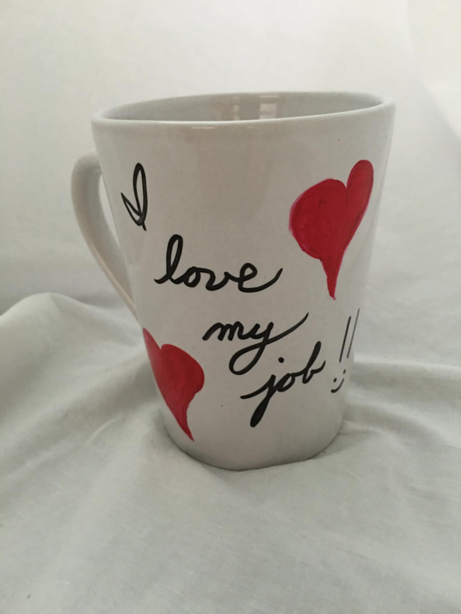 I love my job 13 oz hand painted tea/coffee cup/mug | Etsy