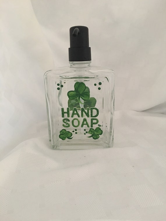 Shamrock Design/ Square/ Block Glass Style Liquid Hand Soap | Etsy