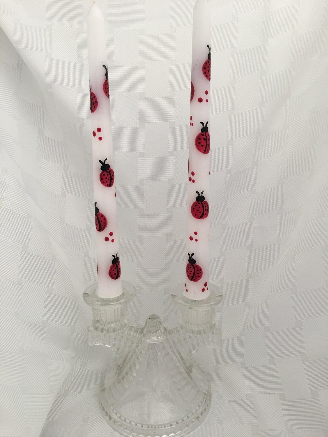Lady Bugs Hand Painted Pair Taper Candles - Etsy