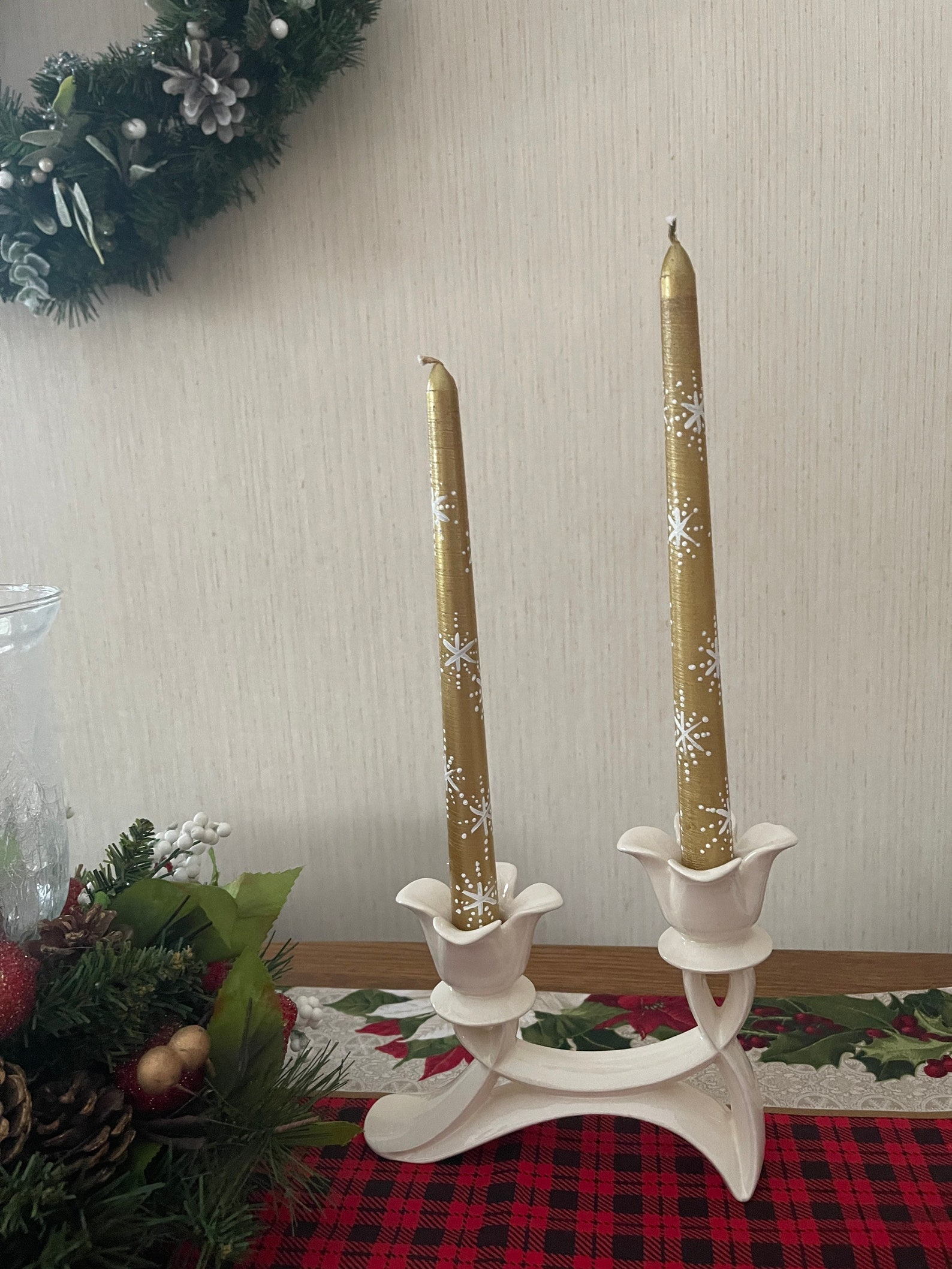 Snowflakes Hand Painted Pair 10" Taper Candles/all Occasion Tapers - Etsy