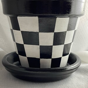 Black and White Checkered Hand Painted Flower Pot/plant Lover/flower ...