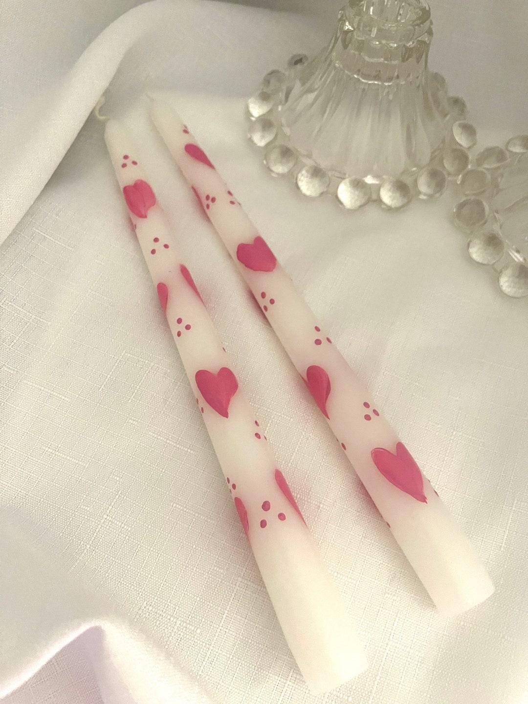 Bridal/wedding/valentines Day Pink Hearts Design - Hand Painted Pair ...